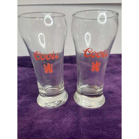 Other | Coors Vintage Beer Drinking Glass Clear Wred Lion Logo 197s 8oz ...